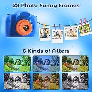 HOMHOW Kids Camera HD Kids Digital Camera for Boys Girls Children, Selfie Toddler Camera Kid Toys Christmas Birthday Gift Age 3 4 5 6 7 8 9 Year, 2inch IPS Screen with 32GB TF Card Navy Blue