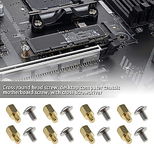 Create idea PC Case Motherboard Screws Kit, M3x6x4mm Brass Standoffs M3x5mm Screws with Screwdriver for Hard Drive Computer Case Motherboard