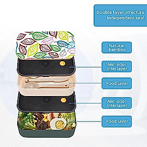 Leaf Lines Adult Lunch Box, Bento Box, With Cutlery Set Of 3, 2 Compartments, Rectangular, Lunch Box For Adults