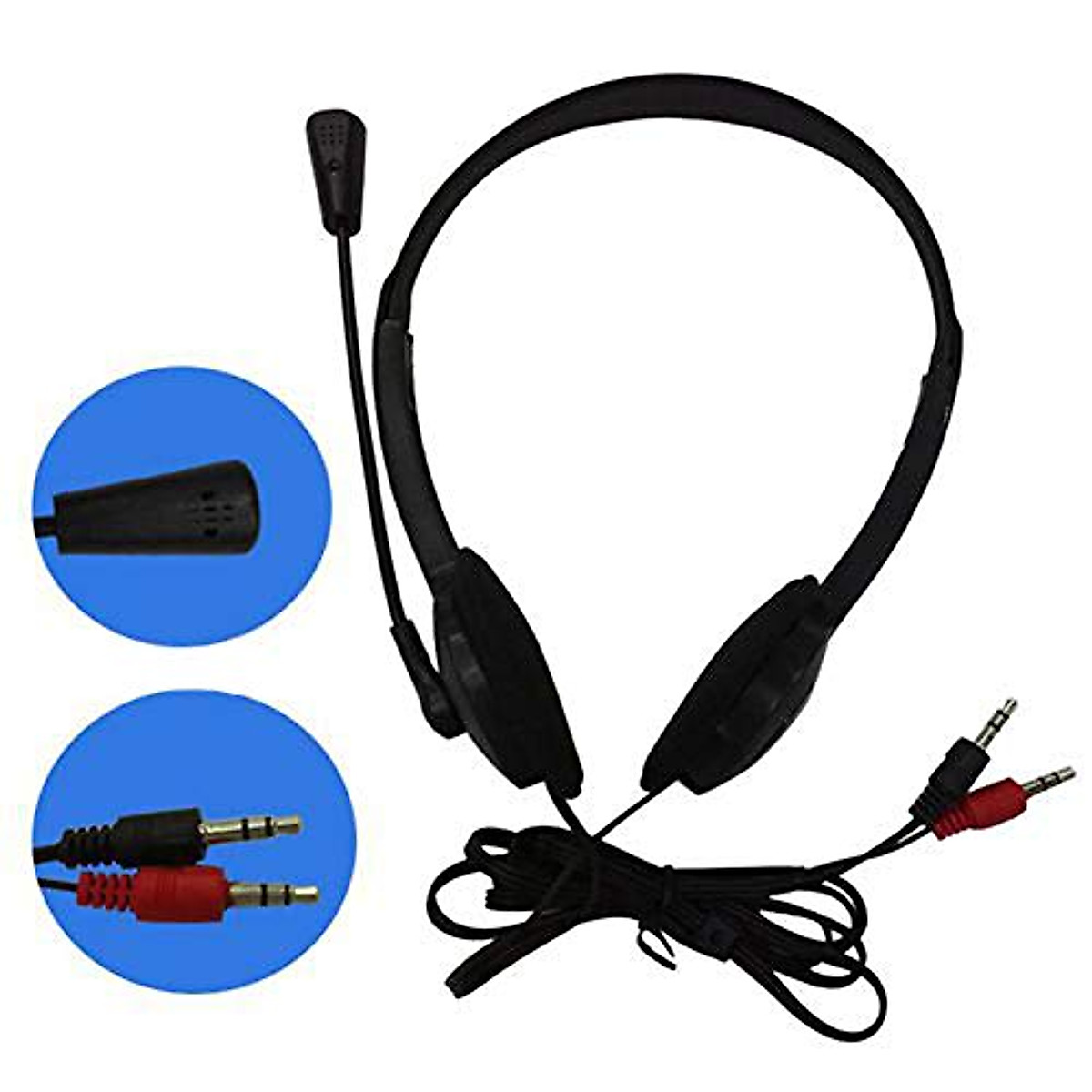 Baost Wired Over Ear Headphones with Microphone Foldable Headsets Wired Stereo Headset for 3.5mm PC Computer Laptop Random