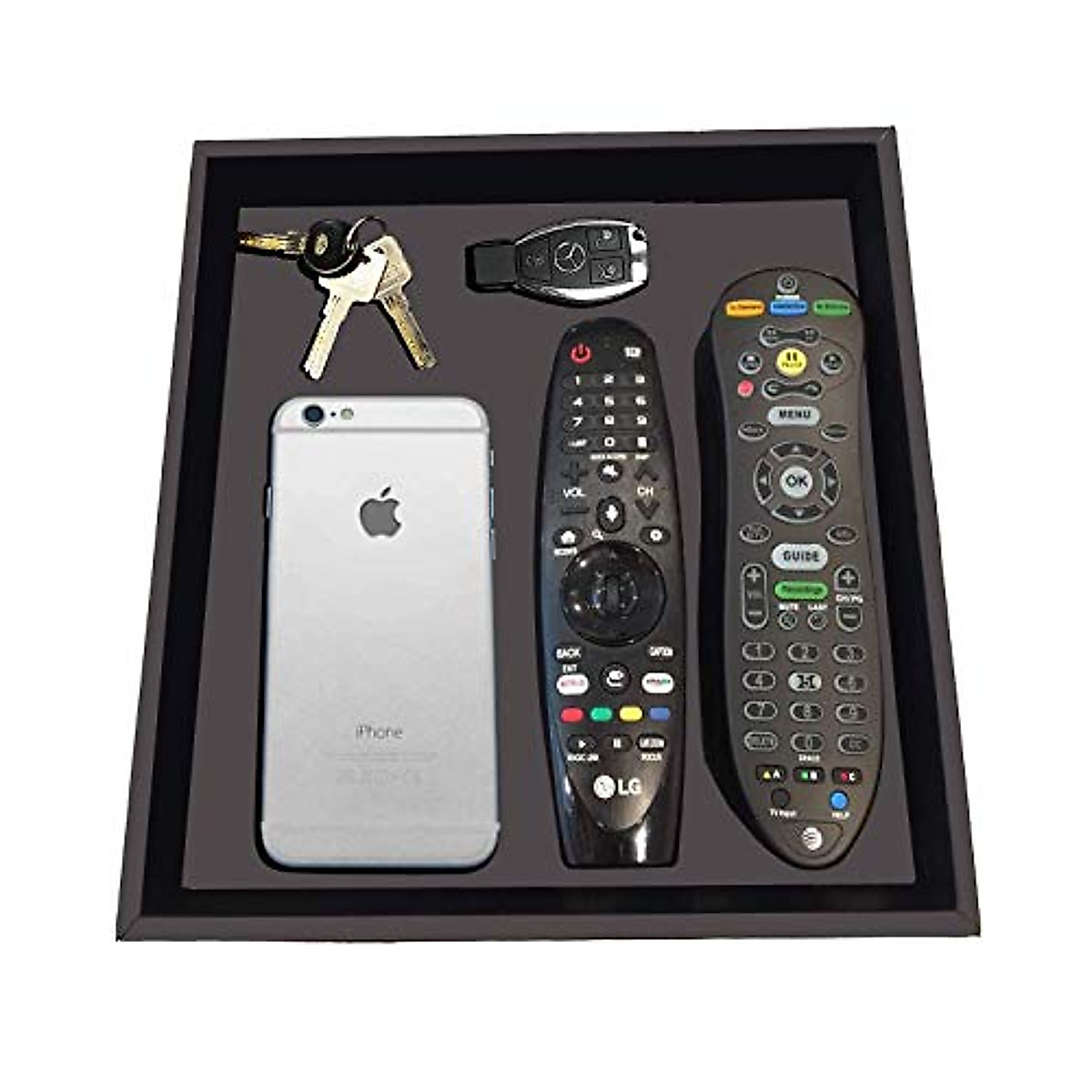 Waterproof Acrylic Vanity Tray, Acrylic Tray, Sturdy Valet Tray Organizer, Thick Lucite Nightstand Dresser or Bathroom Organizer for Change, Coin, Key, Phone, Glasses, Black Acrylic Tray