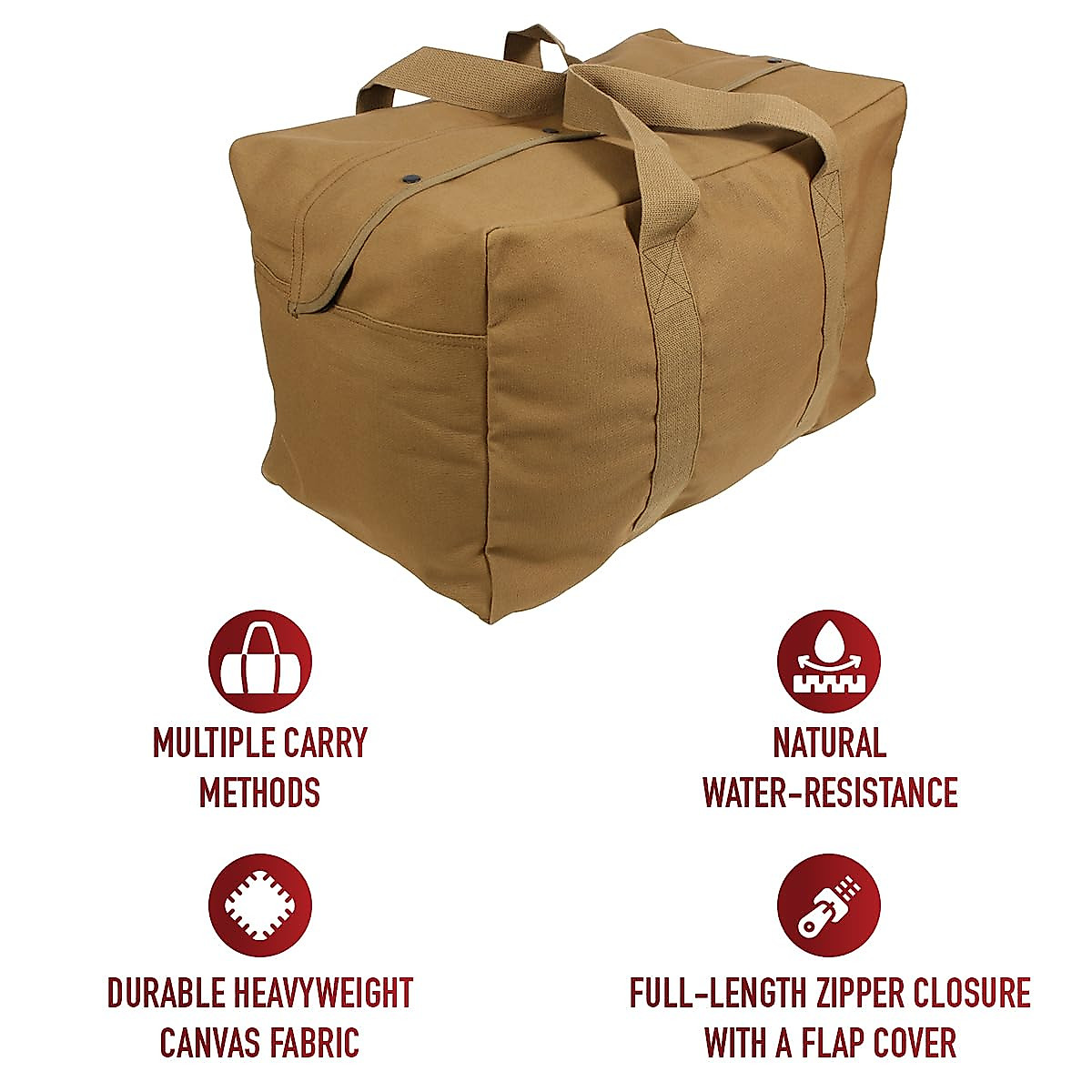 Rothco Canvas Parachute Cargo Bag Extra Large Duffle Bag 75L, Coyote Brown
