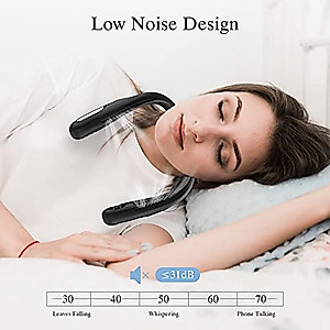 HX HECLX Portable Neck Fan, Bladeless Personal Cooling Fan, 3 Speeds 5000mAh Battery Powered Rechargeable Fan, Travel USB Fan for Sporting, Climbing, Resting