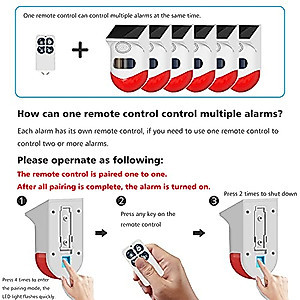 Solar Sound & Strobe Light Alarm with Motion Detector and Remote Controller 120db Sound Security Siren Light IP67 Waterproof 24 Hours+4 Mode for Home, Farm,Barn,Villa,Yard,Garden