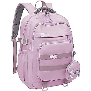 H HIKKER-LINK Water Resistant Laptop Backpack for Women 15.6 inch Causal Daypack for Daily Purple
