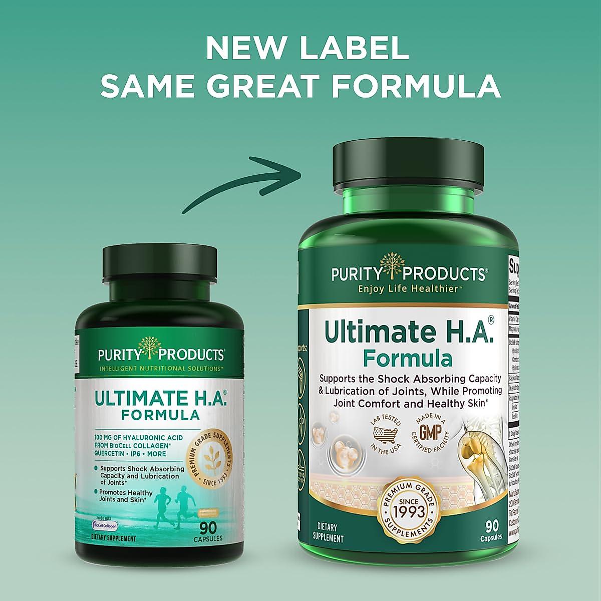 Purity Products Ultimate H.A. Formula - Clinically Studied BioCell Collagen - Dynamic Hyaluronic Acid Support for The Joints and Skin - 90 Count - from