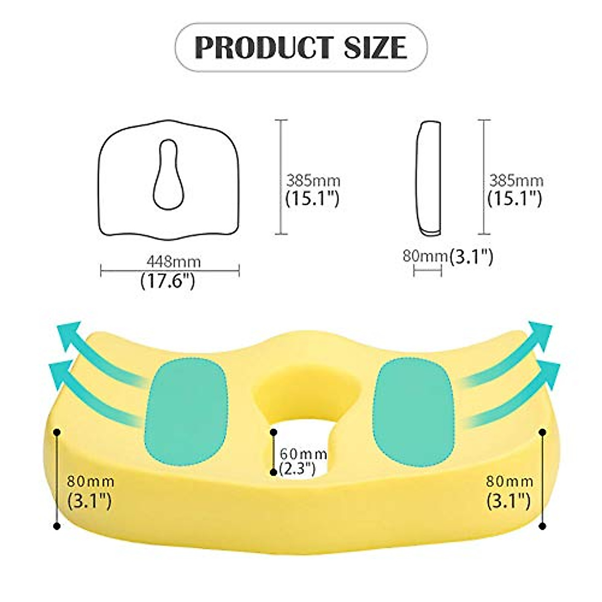 Memory Foam Seat Cushion for Office Chair-Coccyx Seat Cushion-Pain Relief Cushion-Orthopedic Seat Cushion Pillow-Ergonomic Contoured Posture Corrector-Short Plush-Grey