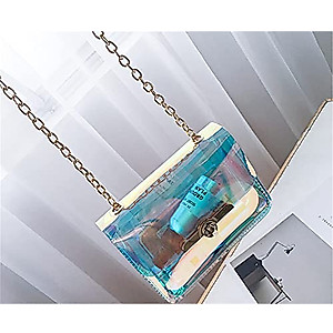 Limmuchi Holographic Bag Iridescent Purse for Women Evening Clutch Clear Purse Stadium Concert Approved (Small-16x5x12cm)