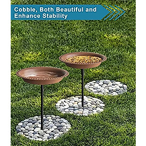 Koutemie 1-¼ Gallon Detachable Free Standing Garden Bird Bath Bird Feeder Bowl with Metal Stake for Outdoor, Bird Friendly Color - Deep Brown, 29 Inch