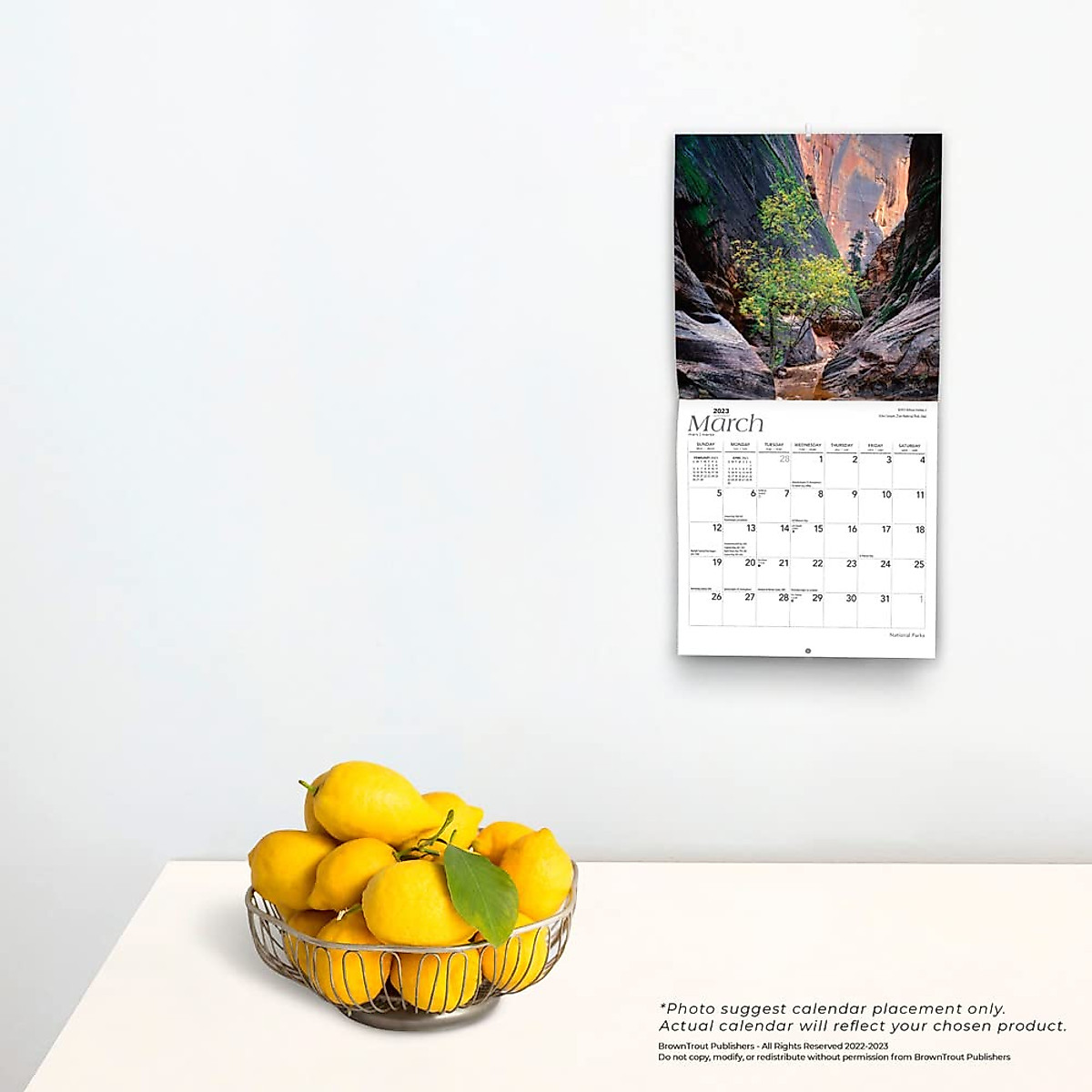 National Parks | 2023 7 x 14 Inch Monthly Mini Wall Calendar | Foil Stamped Cover | BrownTrout | Scenic Yosemite Yellowstone Nature