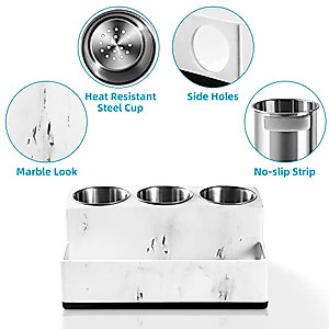 VITVITI Resin Hair Tool Organizer, Hair Dryer and Straightener Holder Countertop, Blow Dryer Holder Bathroom Organizer Storage for Vanity Makeup/Styling Tools/Curling Iron, White Marble Look