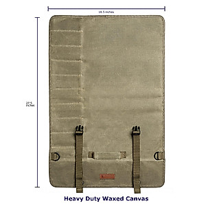 Baobab County Chef Knife Roll Bag - Premium 12oz Waxed Canvas Chef Knife Case, 11 Slots - Ideal Chef's Knife Bag for Carving Knives, Cleaver, Chef Tools & Utensils - Army Green - Oven Mitts Included