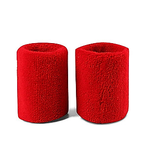 Sweatbands (Headband/Wristband Set) for Working Out,80's costume party (Red, OneSize)