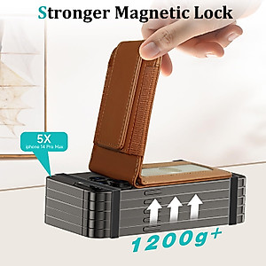 LDSXAY for MagSafe Wallet, Magnetic Phone Wallet with Adjustable Stand & Money Clip, Detachable Magnetic Wallet for iPhone 16/15/14/13/12 Pro Max Plus, 10+ Cards Holder, Vegan Leather, Brown