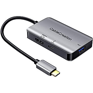 USB C to HDMI 4K Adapter with 100W Power Charging+ USB 3.0 3-in-1 Thunderbolt 3 Aluminum Hub, Compatible with MacBook Pro 2019/2018, XPS 13, Yoga 910, Galaxy S10/9 and Dex Supported Cellphone