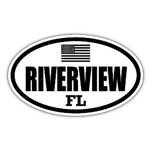 3 Pack Reflective Riverview FL Florida Hillsborough County Stealthy US Flag Euro Decal Sticker Vinyl for Hard Hats, Bottles, Glass, Toolbox 2" x 3"