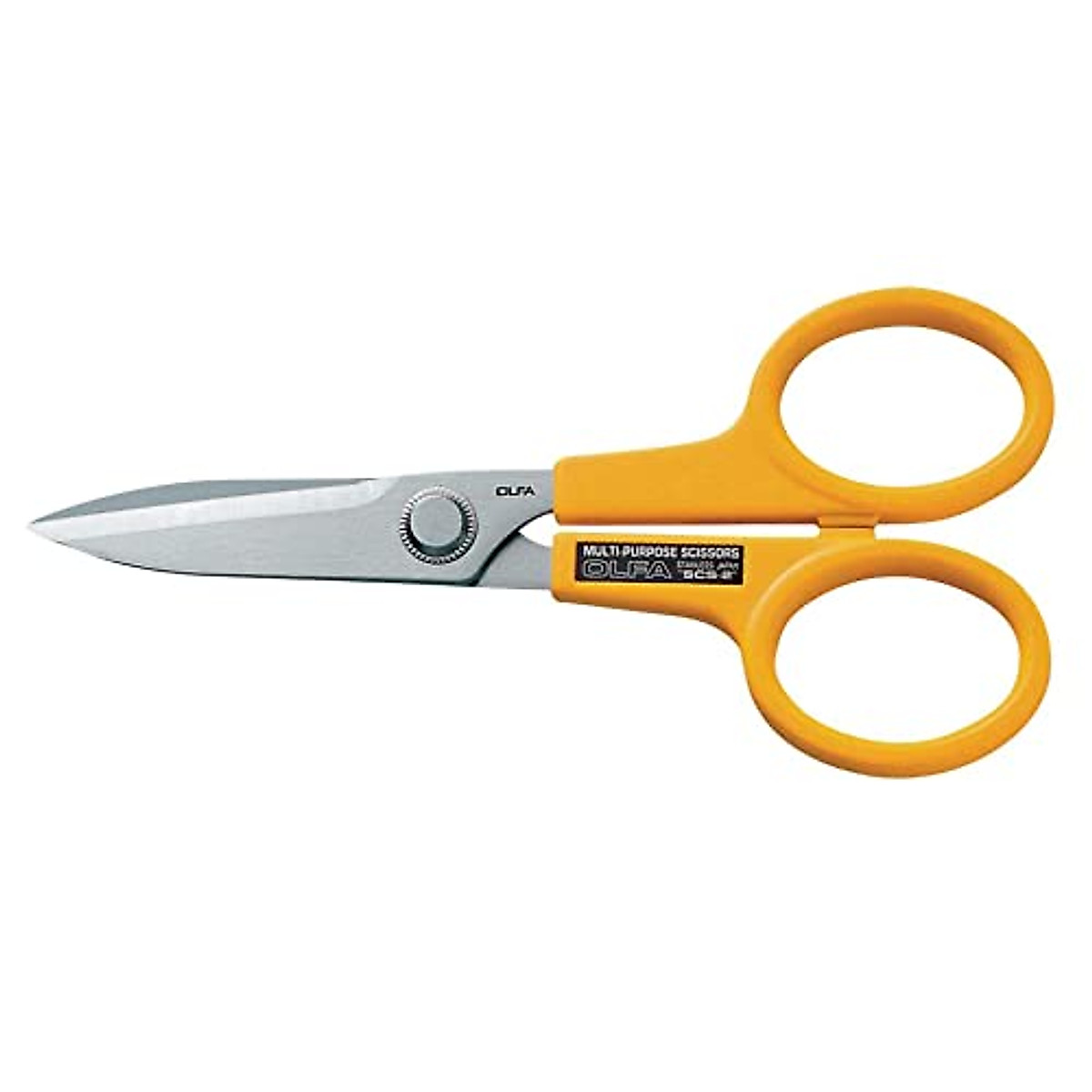 OLFA 5" Serrated Edge Stainless Steel Scissors (SCS-1) - 5 Inch Multi-Purpose Heavy Duty Scissors w/ Sharp Blades & Comfort Grip for Home, Office, Fabric, Sewing, Kitchen, Industrial Materials