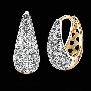 KIH Gold Plated Clip on Hoop Earrings For Women Fashion Clip Zircon Crystals Non Piercing Small Earrings Set Birthday Gift For Her