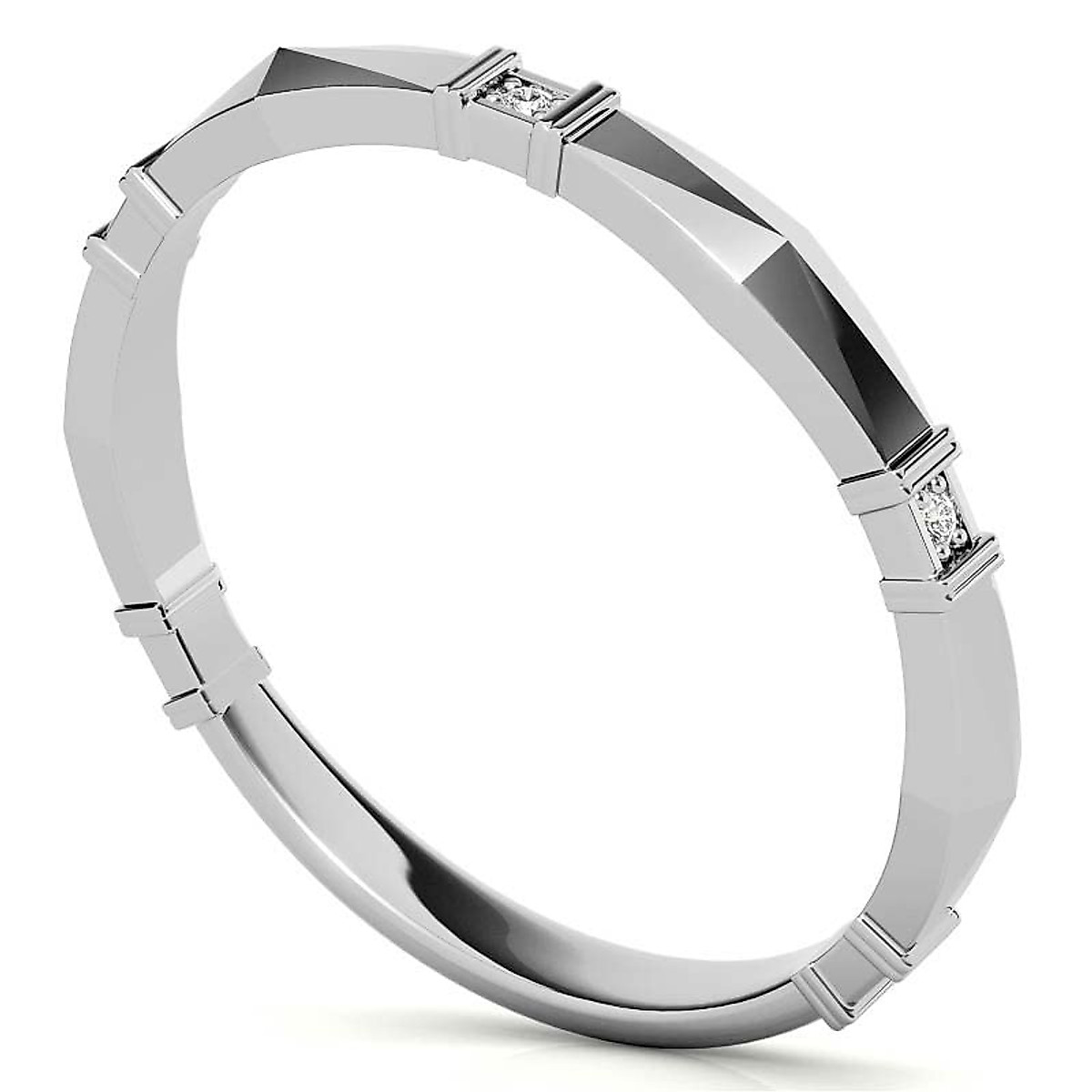 Excellent Round Brilliant Cut 0.04 Carat, Moissanite Diamond Promise Band, Prong Set, Eternity Sterling Silver Band, Valentine's Day Jewelry Gifts, Customized Band (11)