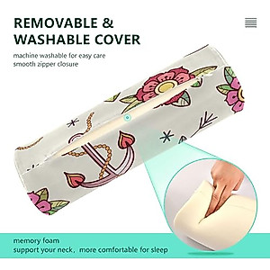 JUNZAN Lighthouse Ship Flowers Rope Arrows Anchor Long Bolster Pillow for Bed Neck Roll Pillow Support Outdoor Round Pillows for Legs Support Pillow Round Cushion Pillow