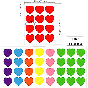 Colorful Heart Love Scrapbook Reward Stickers for Kids Envelopes Cards and Colored Made with Gift Label Stickers, 672 PCS by Baryuefull