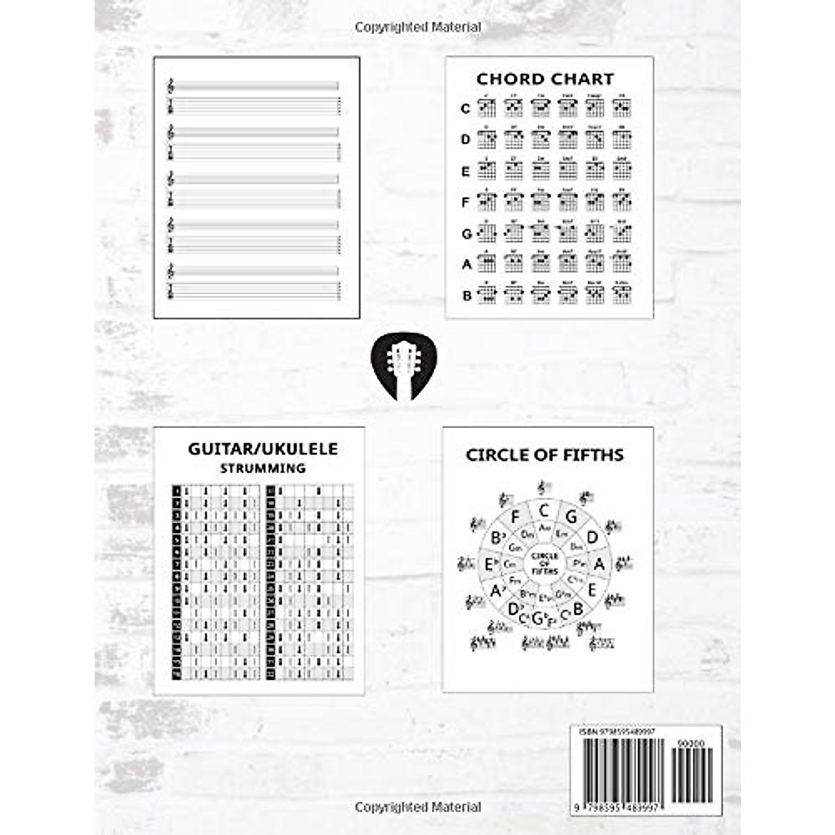 Guitar Tablature Notebook - Tablature and Staff: "Blank Guitar Tablature Paper, Standard Tab Manuscript Paperback Chord Chart Ukulele Strumming, Circle of Fifths "