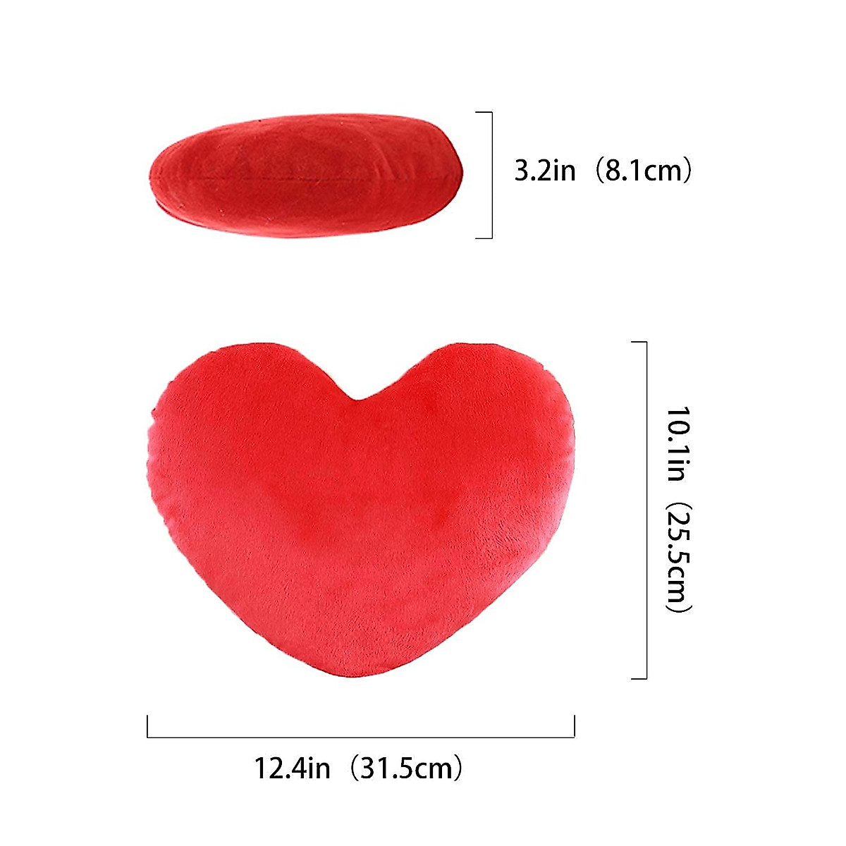 sunyou Cute Plush Red Heart Pillow Cushion Toy Throw Pillows Gift for Kid Friends/Children/Girl/Valentine's Day Fit for Living Room/Bed Room/Dining Room/Office and Sofa/Cars/Chairs (Heart)