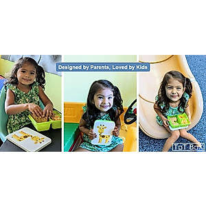 3-PACK TotBox Kids Lunch Box, Bento Snack Box for Daycare, Preschool, Kindergarten, Toddlers, Baby, Boys, Girls, Small Cute Stackable Dishwasher-safe Food Storage Containers, Fits Sandwich