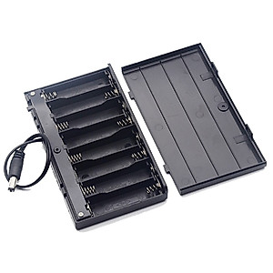 8x1.5V AA Battery Holder Case Box with DC 5.5x2.1mm Male Connector ON/Off Switch with Cover Pack of 2 (12V)