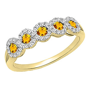 Dazzlingrock Collection Round White Diamond & Citrine Wedding Stackable Band in 10K Yellow Gold, Size 8