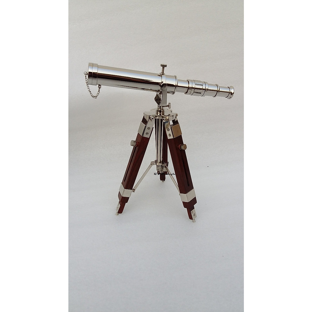 Vintage Brass Nickle Telescope on Tripod Stand/Chrome Desktop Telescope for Home Decor & Table Accessory Nautical Spyglass Telescope for Navy and Outdoor Adventures