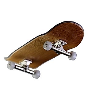 NOAHWOOD Wooden Fingerboard Complete Set (Noah Team 9S Short Nose Short Tail Deck) Hand Mould Made(+34mm Prince Silvery Trucks)(+NW Handmade PRO Wheels ii)(Brown)