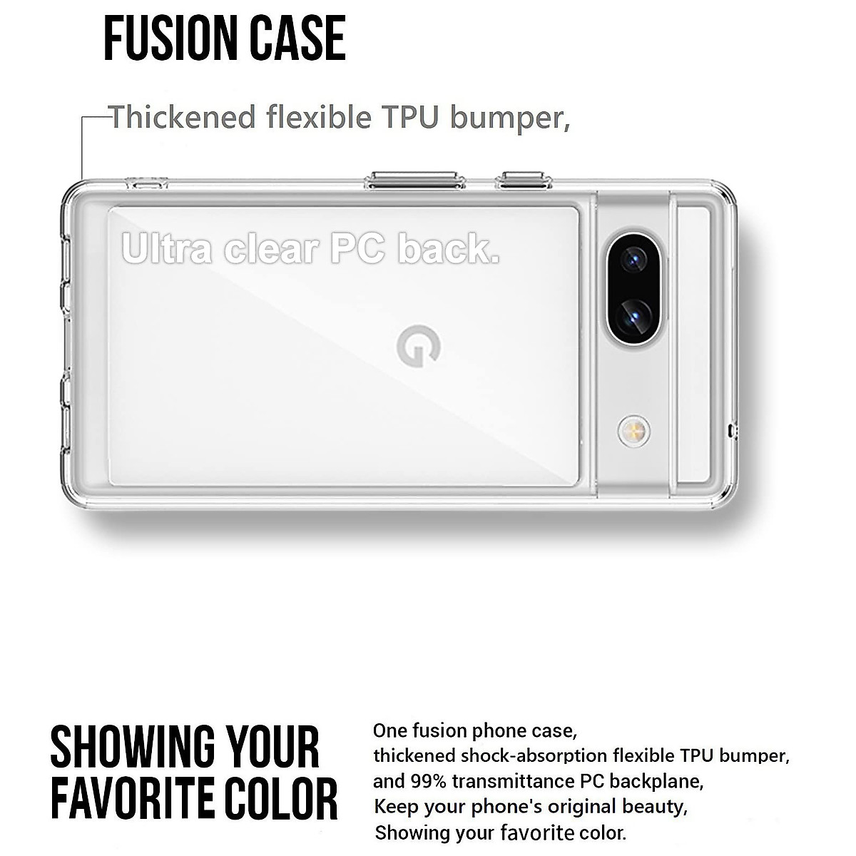 Guarishel for Google Pixel 7a Case: with [Tempered Glass Screen Protector][Built-in 4 Airbags][Not-Yellowing] Military-Grade Shockproof Protective Phone case for Google Pixel 7a, Crystal Clear