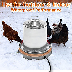 Poultry Chicken Water Heater: Chicken Water Heater Base for Winter, for Plastic/Metal Poultry Watere Under 6 Gallons, Heated Waterer for Chickens 130W