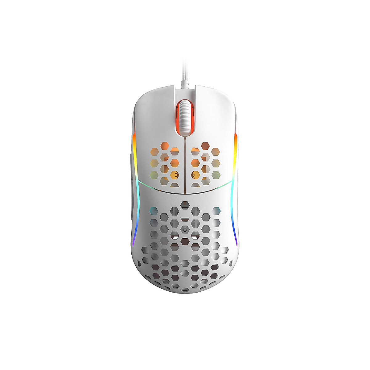 HK Gaming NAOS M Ultra Lightweight Honeycomb Shell Ambidextrous Wired RGB Gaming Mouse 12 000 cpi | 7 Buttons | 59 g (Naos-M, White)