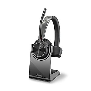 Poly - Voyager 4310 UC Wireless Headset + Charge Stand (Plantronics) - Single-Ear Headset w/Mic - Connect to PC/Mac via USB-C Bluetooth Adapter, Cell Phone via Bluetooth -Works with Teams, Zoom &More
