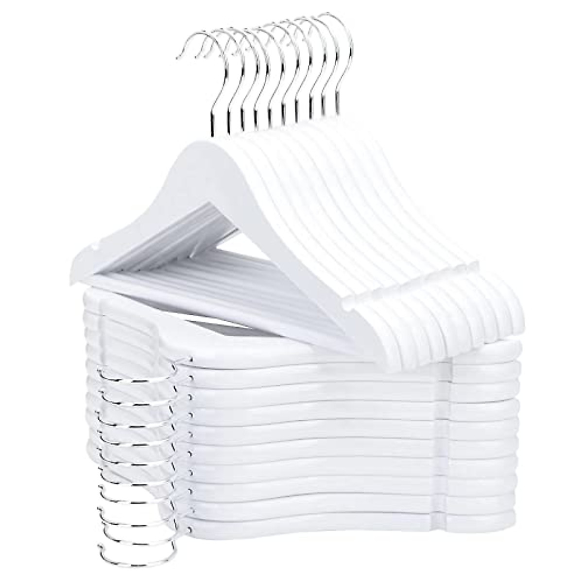 FairyHaus Wooden Hangers for Adult 30 Pack & Wooden Baby Hangers 20 Pack White