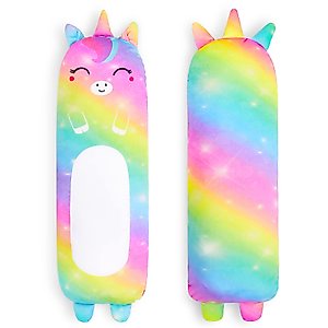 Body Pillow for Kids Girls Long Unicorn Pillow Soft Plush Unicorn Stuffed Animals with Removable Insert, 33 Inch, Rainbow