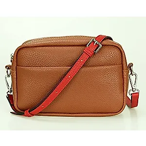 ZANQANO Leather Purse Strap Replacement Crossbody Bag Handbag Adjustable Long (Red, Silver hardware)