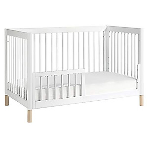 Babyletto Gelato 4-in-1 Convertible Crib with Toddler Bed Conversion in White and Washed Natural, Greenguard Gold Certified