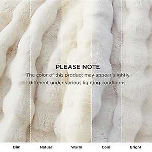 Bedsure Fluffy Faux Fur Throw Blanket Fuzzy Soft Bubble Blanket for Couch Bed Sofa Chair, Faux Fur Decor Gifts for Home Bedroom Living Room, Thick Warm Furry Cozy Gifts for Women, Cream, 50x70 Inch