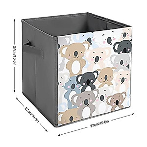 Funny Koala Bear Large Cubes Storage Bins Collapsible Canvas Storage Box Closet Organizers for Shelves
