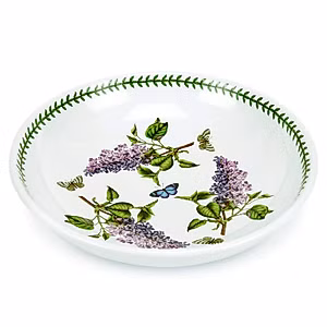 Portmeirion Botanic Garden Low Fruit Bowl | 13 Inch Pasta Bowl with Lilac Motif | Made in England from Fine Earthenware | Microwave and Dishwasher Safe