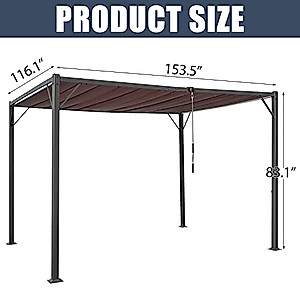 ECOTOUGE 10 x 13 Louvered Pergola with Aluminum Frame for Outdoor, Retractable Pergola Canopy Sun Shade with Adjustable Roof (UV Resistant) for Garden, Porch, Beach, Yard