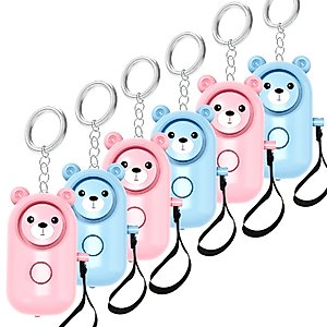 Personal Safety Alarm for Women, 6 Pack Safe Sound 130dB Siren Self Defense Security Keychain with LED Light, Emergency Alarms Loud for Children Elder Alone (Sky+Peach)