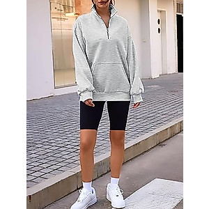 Trendy Queen Womens Half Zip Pullover Oversized Sweatshirts Hoodies with Pockets Quarter Zip Long Sleeve Fleece Jackets Crewneck Fall Outfits Cute Preppy Y2k Winter Clothes Teen Girls Fashion 2023