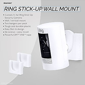 Adhesive Wall Mount for Stick Up Cam (2 Pack) Security Camera (Battery, Wired & Solar Versions) No Hassle Bracket Holder, No Screws, No Mess Install (White) by Brainwavz
