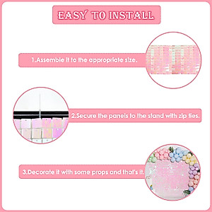 Shimmer Wall Backdrop Panels 24PCS Square Pink Sequin Shimmer Backdrop Decor for Wedding, Anniversary, Birthday Party Decoration.