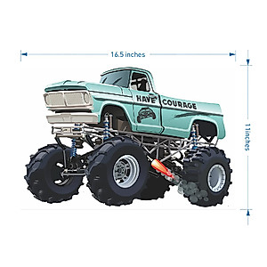 Monster Truck Wall Stickers Decals for Boy’s Bedroom, Gift for Boy's, Car Decor Wallpaper Mural for Nursery Classroom Kids Room