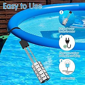BIRD WISH Portable Pool Heater, 1500W Portable Thermostat and Auto Shutoff with Small Pool Heater for Inflatable Pool and Portable Pool in Yard, Home